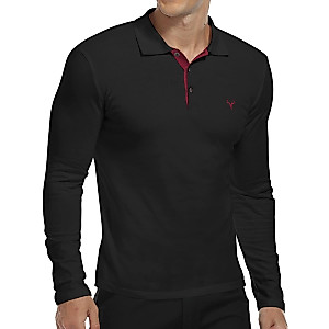 YTD Mens Polo Shirts Long Sleeve Cotton Golf Polo Shirts for Men Slim Fit Casual Tops