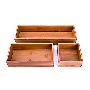 Sansnow Bamboo Kitchen Organizer Boxes Set 3 Pcs