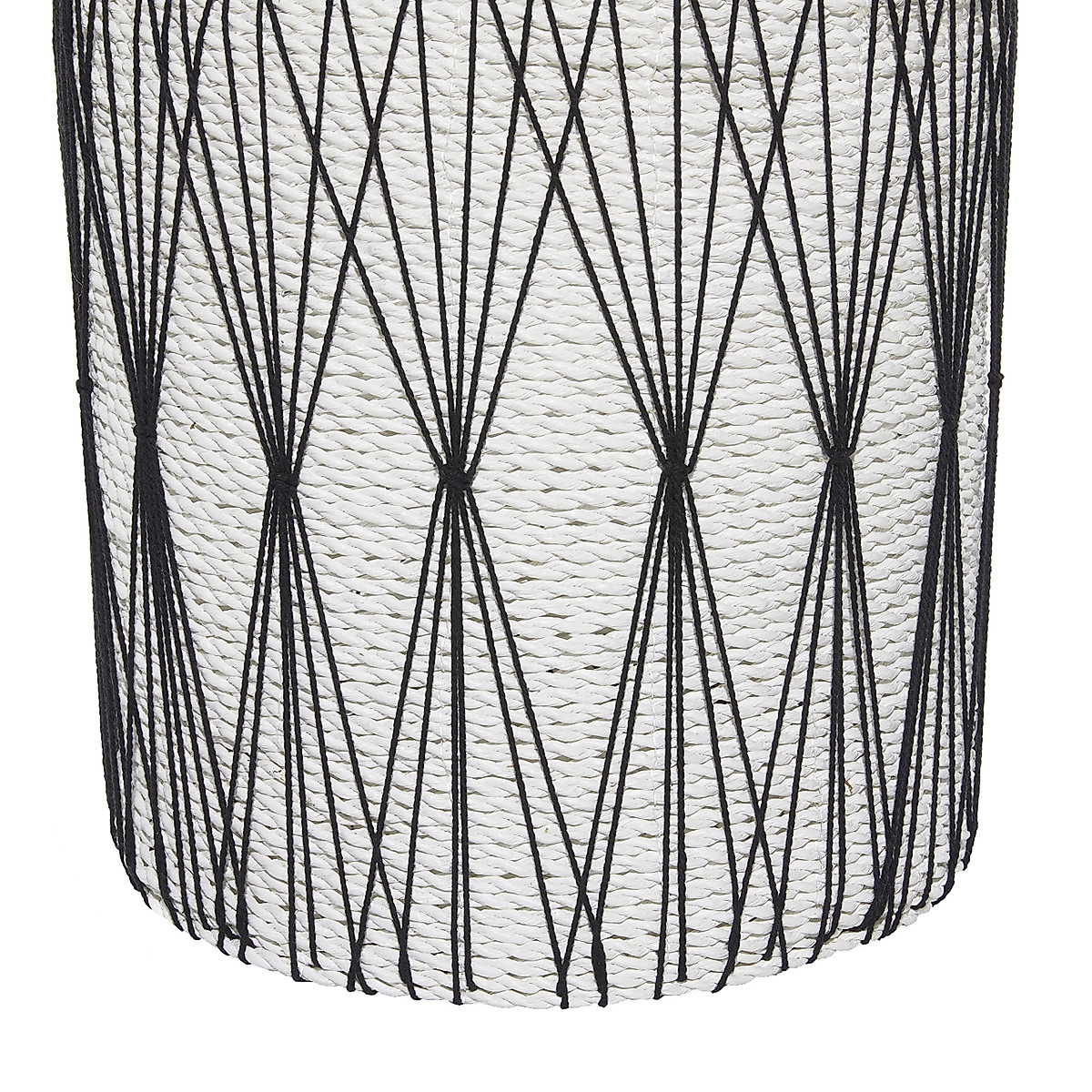 Deco 79 Plastic Handmade String Detail Storage Basket with Handles, Set of 3 21", 21", 19"H, White