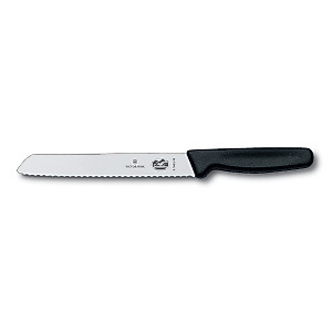 Victorinox Fibrox Pro 7-Inch Chef's Knife with Serrated Edge and Black Handle