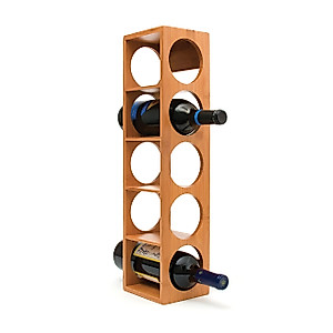 Lipper International 8305 Bamboo Wood Stackable 5-Bottle Wine Rack, 20-3/4" x 5-3/8" x 4-3/4"