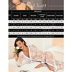 Avidlove Lace Kimono Lingerie Sexy Robe Gown Dress See-Through Coverup Babydoll White M