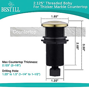 BESTILL Sink Top Garbage Disposal Air Switch Kit with Dual Outlet - UL Listed, Brushed Gold Long Push Button with Brass Cover