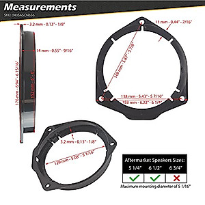Scosche Compatible with Select 2009 to 2013 Nissan Murano, 2004 to 2015 Scion XB, 2005 to 2016 Scion TC & 2008 to 2012 Scion XD 5.25" - 6.5" Speaker Adapters (1 Pair) SASCN656