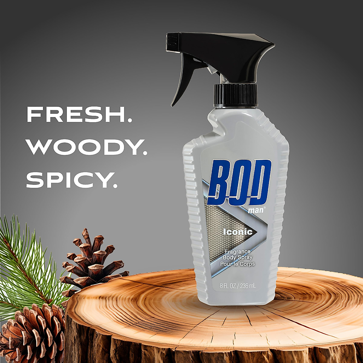 BOD Man Fragrance Body Spray, Iconic, 8 fl oz