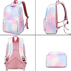 CAMTOP School Backpacks for Teen Girls Rainbow Backpack School Bookbags Set Lunch bag Pencil Case (Y064/Rainbow)