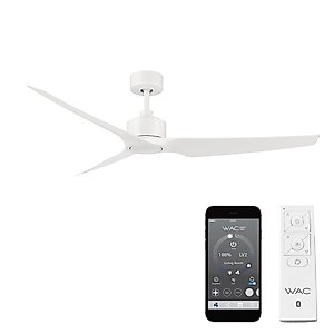 WAC Smart Fans Stella Indoor and Outdoor 3-Blade Smart Home Ceiling Fan 60in Matte White with Remote Control works with Alexa and iOS or Android App (NO LED LIGHT KIT)