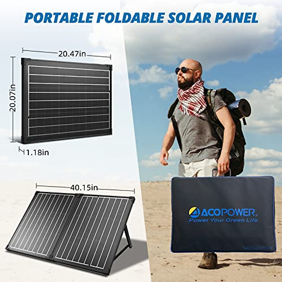 ACOPOWER 100W Portable Solar Panels,100 watt Foldable Solar Panel ...
