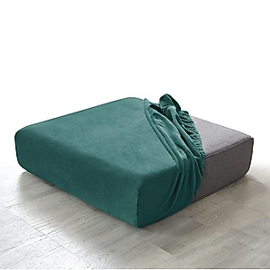 Velvet Couch Cushion Covers for L/U Shape Sofa, Stretch 3 2 1 4 Seat Cover Loveseat Chaise Lounge Sofa Slipcovers Sectional Non-Slip Furniture Protector (Light Blue 3 Seat)