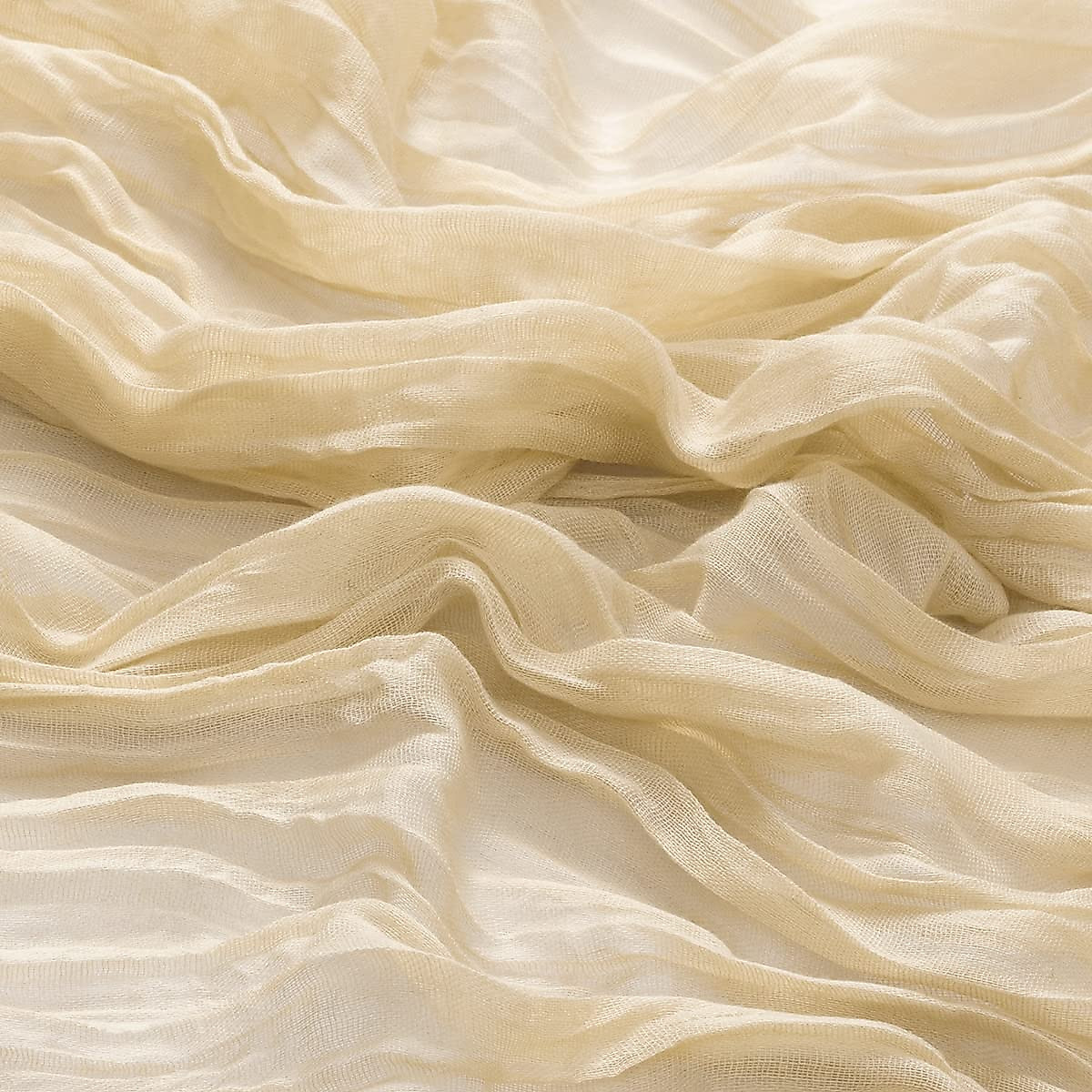 DeZerlor Christmas Table Runner Champagne Cheesecloth Table Runner Boho Gauze Table Runner 120 inches Long Winter Table Decor for Wedding Baby Shower Xmas Party Decorations