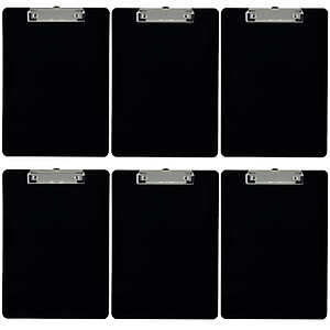 Trade Quest Plastic Clipboard Opaque Color Letter Size Low Profile Clip (Pack of 6) (Black)