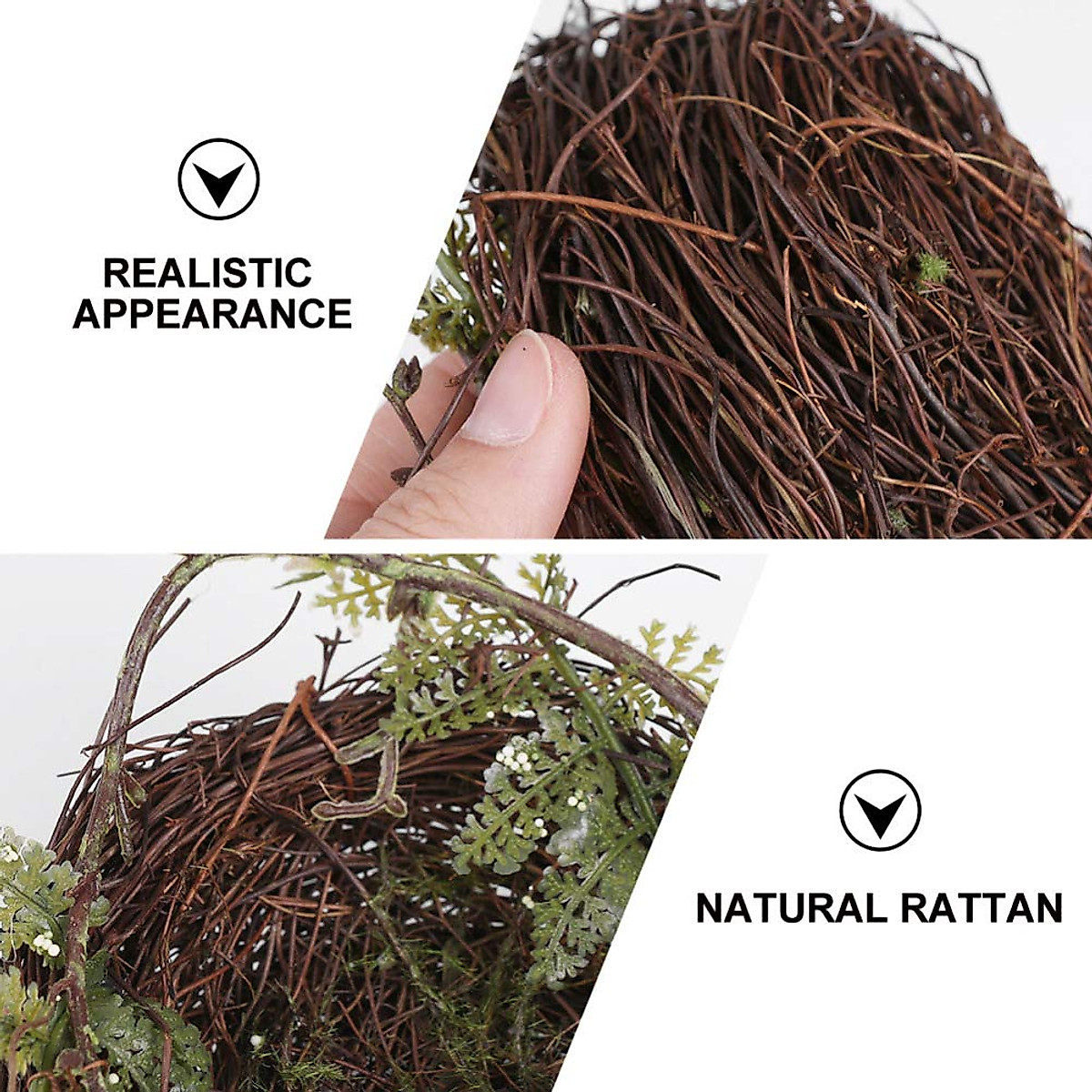 VALICLUD Artificial Bird Nest with Eggs Birds Faux Natural Rattan Twig Bird Nest House Ornament Photo Props for Home Garden Decoration