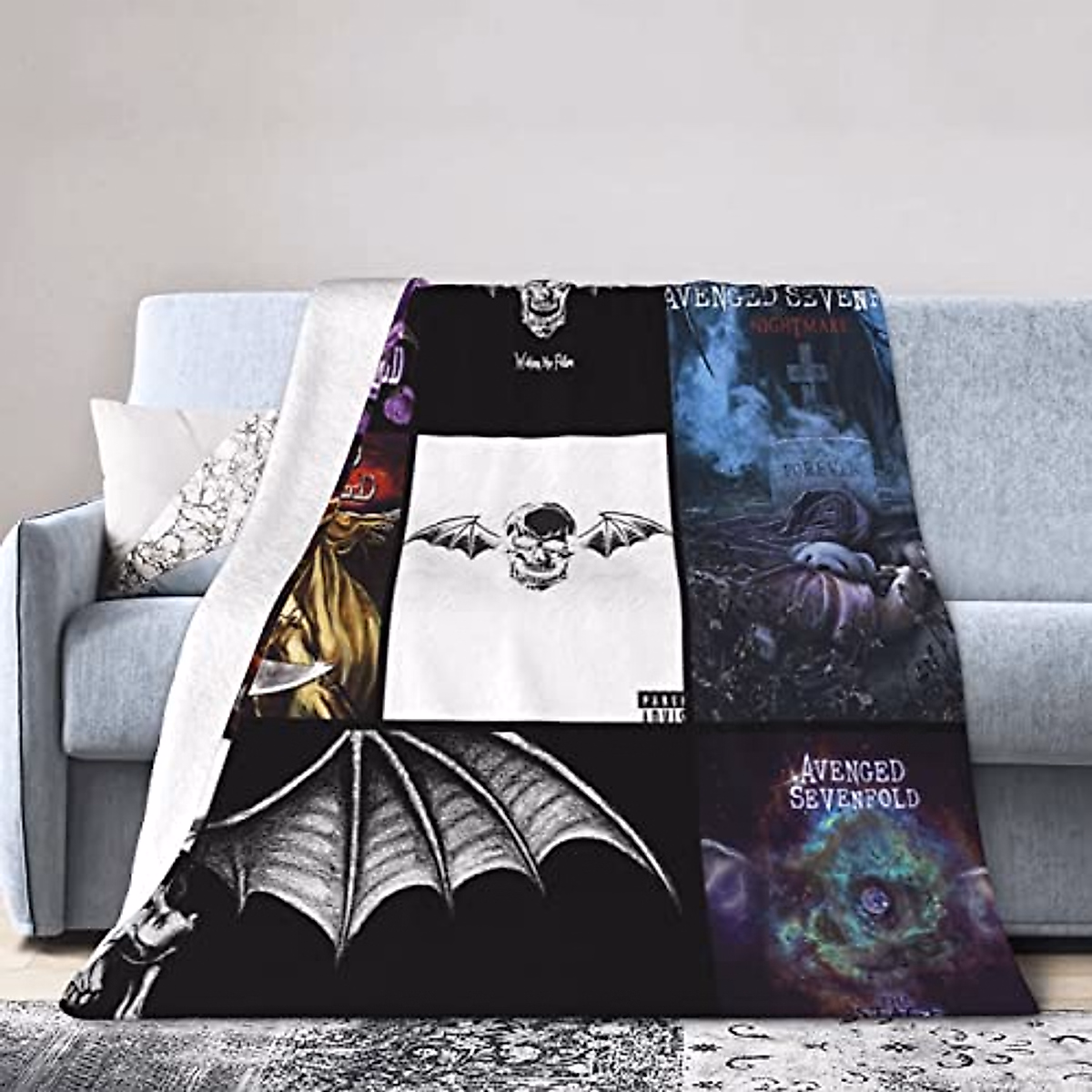 Heavy Metal Avenged Music Sevenfold Blanket Throw, Ultra-Soft Fleece Flannel Blanket Lightweight Throw Blankets for Couch Sofa Living Room for Kids Adults 80"X60"