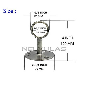 NELXULAS Stainless Steel Heavy Duty Closet Rod,Curtain Rod End Supports Socket, Flange Rod Holder Closet Pole with Matching Screws (1-1/2 INCH, Silver)