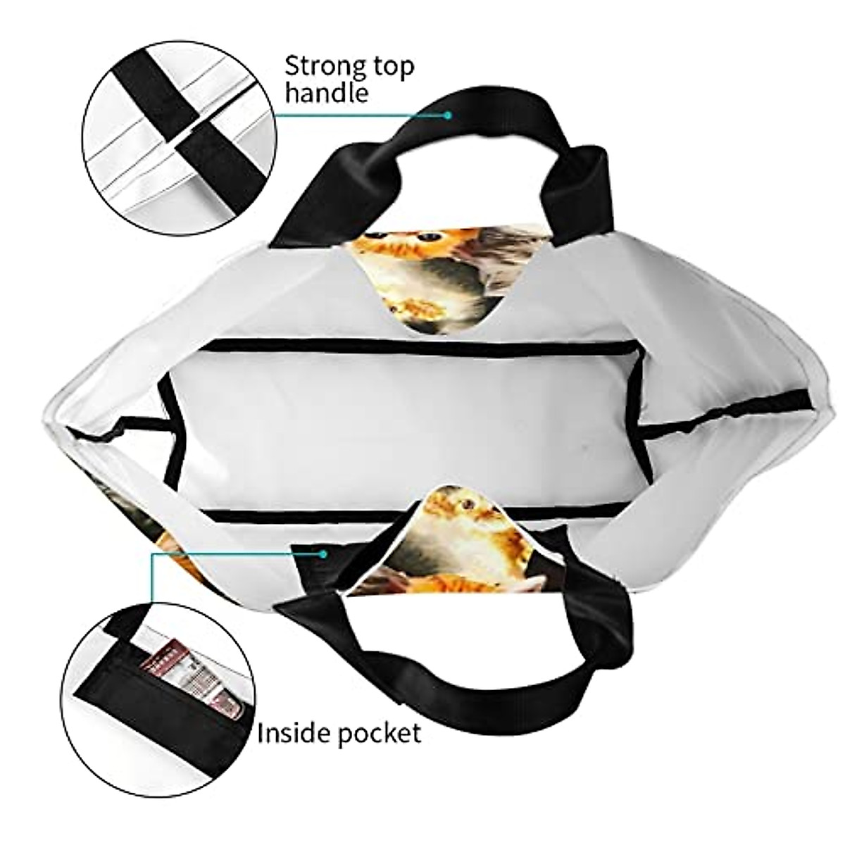 Cat Tote Shoulder Bag Cute Grocery Bags Storage Handle Shopping Bag Portable Animal Bag Large
