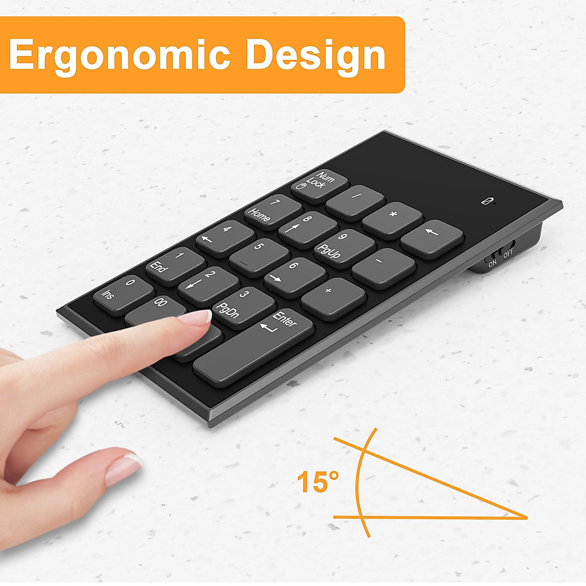 Wireless Number Pad and Mouse, Ultra Slim 2.4 GHz 19 Keys Numeric Keypad with 3 Adjustable DPI, Portable Silent Financial Accounting Number Keyboard Extensions for Laptop, PC, Desktop, Notebook