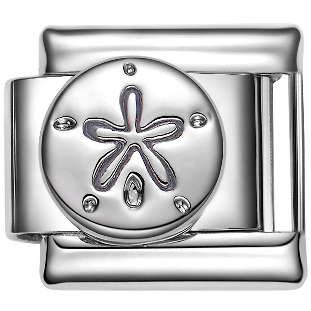 STYLYSH CHARMS SAND DOLLAR SEA BISCUIT BEACH Enamel Italian 9mm Link OC153 Fits Traditional Classic