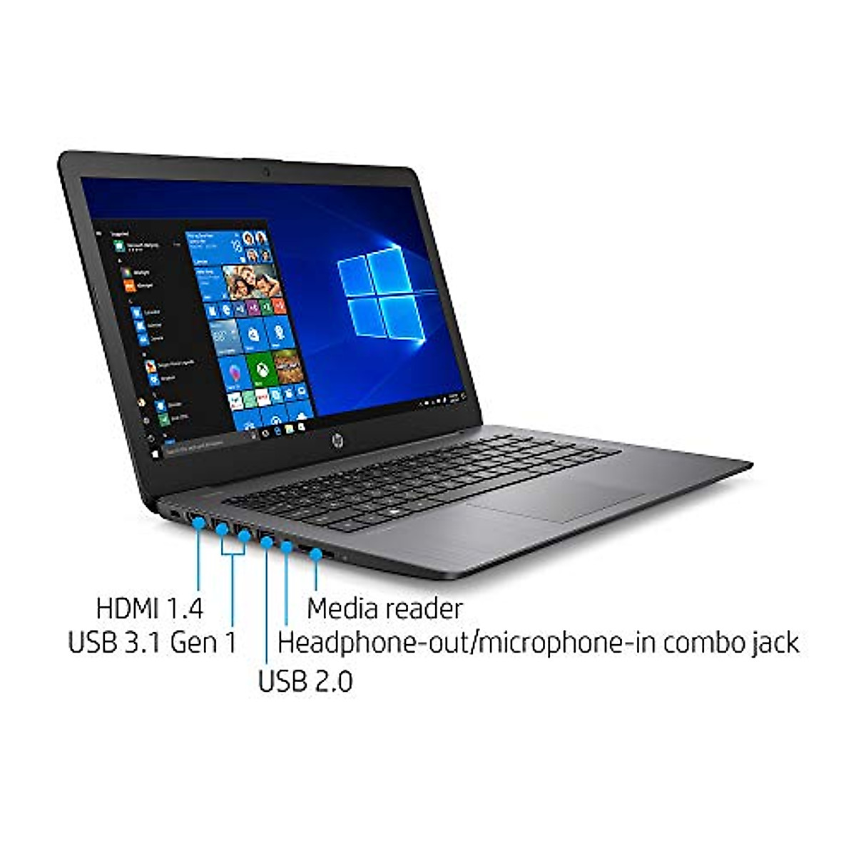 HP Stream 14-inch HD 64GB eMMC Celeron N4020 (4GB RAM, SD Card Reader, Windows 10 Home S) Brilliant Black, 14-cb174wm
