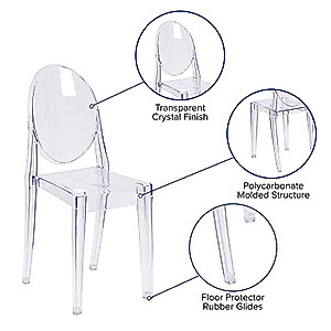 Flash Furniture 4 Pack Ghost Side Chair in Transparent Crystal