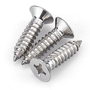 RoyceMart #10 x 3/4" (100 pcs) Stainless Flat Head Phillips Drive Sheet Metal Tek Screws, 304 (18-8) Stainless Steel Screw for Wood, Countersunk Head Wood Screw, Self Tapping Screws