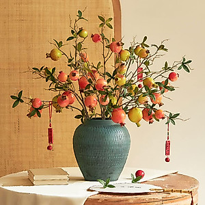 Smalldu Artificial Fall Flowers 5Pcs Pomegranate Branchs 30.7 inch for Home Decor Indoor (Not Include Vase)