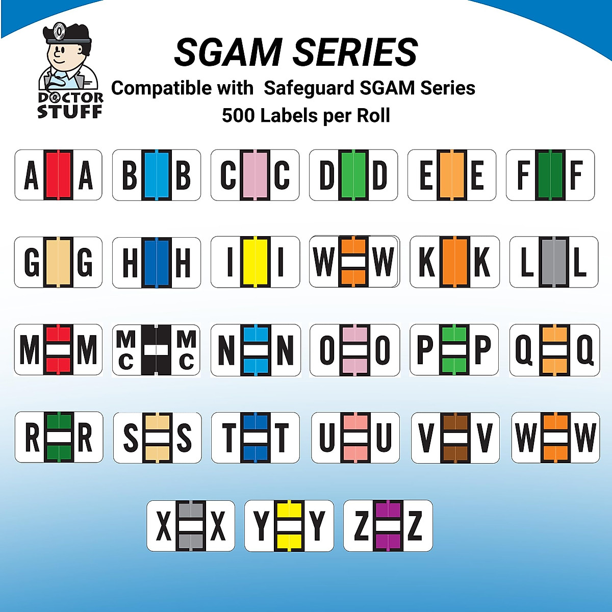 Doctor Stuff - File Folder Labels, Alphabet Letter A, Safeguard 514 - SGAM Series Compatible Alpha Stickers, Red, 15/16" x 1-5/8", 500/Roll