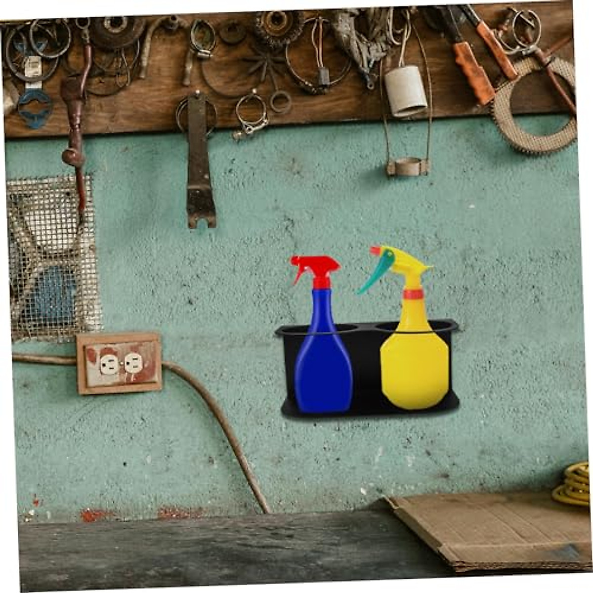 OSOLADY Spray Bottle Holder Wall Hanging Spray Bottles Storage Rack Heavy Duty Hooks Spray Bottle Mount Bracket Wall Bracket Spray Bottle Wall Mount Spray Bottle Hook Black Stainless Steel