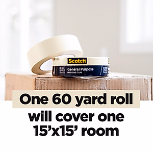 Scotch 2050-48MP 3M 2050 General Painting, 1.88-Inch x 60.1-Yard, 1-Pack Masking Tape, Width, Beige