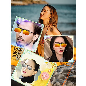 RuiJinGen Clip on Flip up Polarized Lens For Prescription Glasses, 100% UV Protection Sunglasses N44 (6 PCS Multicolor A)