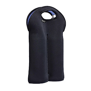 BUILT 2-Bottle Stain Resistant Neoprene Wine/Water Bottle Carry Tote, Black
