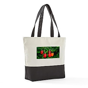 CafePress Red Berries Canvas Tote Top Zipper Closure