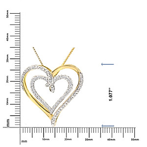 NATALIA DRAKE 1/3 Cttw Diamond Double Heart Necklace for Women in Yellow Gold Plated 925 Sterling Silver Color I-J/Clarity I2-I3
