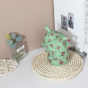 YYPLIAN Canister With Attitude, Large Ceramics Jar with Lid, Cute Creative Food Storage Jar with Airtight for Coffee, Tea, Sugar, and Spices (Green)