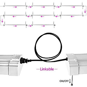 ANTLUX 4ft LED Grow Lights 50W Full Spectrum Integrated Growing Lamp Fixtures for Greenhouse Hydroponic Indoor Plant Seedling Veg and Flower, Plug in, ON/Off Pull Chain Included