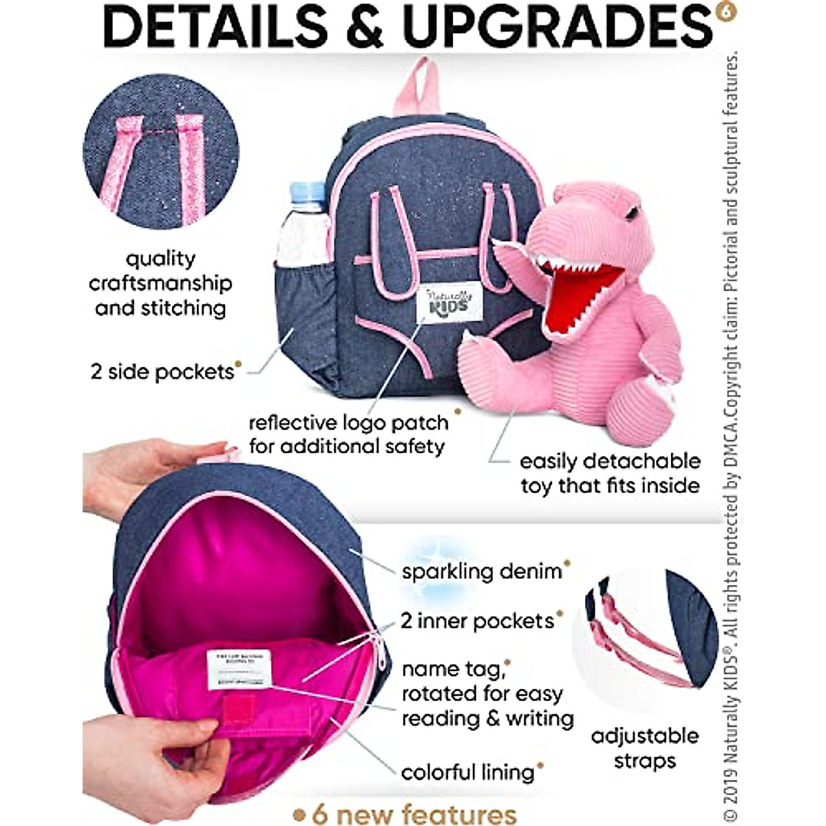 Pink Dinosaur Toys Girls, Dinosaur Toys for Kids 2-4, Gifts for 3 Year Old Girl Birthday Gift Ideas, Dinosaur Backpack Kids 3-5, Toddler Backpacks Girls 2-4, Toddler Girl Toys 3 Year Old Girls