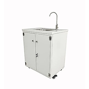 Steel Cabinet Portable Sink Self Contained Hand Wash Station Mobile Sink Water Fountain Water Supply 110V/12V Powered Built-in Pump Water Jugs NOT Included 24 X 18 X 30" Cabinet Size 10094-NF