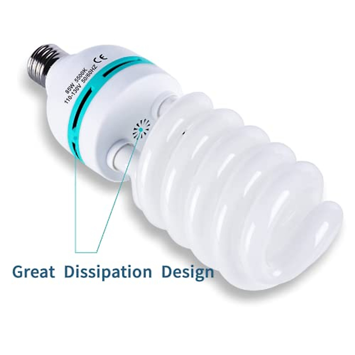 2Pcs 85W Light Bulb 5500K CFL Roas Daylight Spiral Softbox Lighting Kit Bulb in E27/E26 Socket for Photography Photo Box (135w-2p)