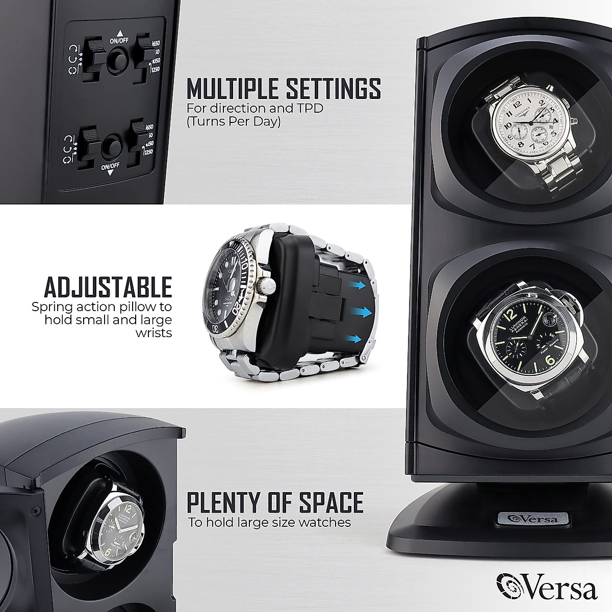 Versa Automatic Double Watch Winder for Rolexs - Black