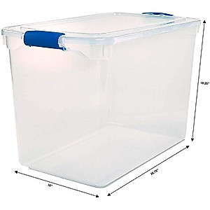 HOMZ Heavy Duty Modular Stackable Storage Tote Containers with Latching Lids, 112 Quart Capacity, Clear, 4 Pack