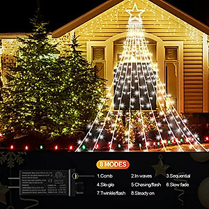 Outdoor Christmas Decorations 344 LED Star Lights Easy Installation & Waterproof Christmas Lights 8 Modes Christmas Tree Lights for Xmas Tree Home Wedding Thanksgiving Party Holiday Wall Garden