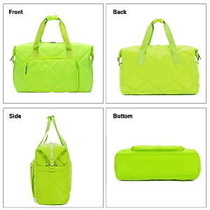 Tinzonc Sports Tote Gym Bag for Women, Travel Duffel Bag, Shoulder Weekender Overnight Bag for Women Girls Travel, Gym, Yoga (Fluorescent Green)