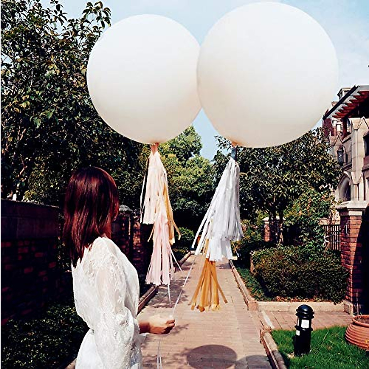 5 Big Balloons - 36 Inch Round Balloons - Extra Large & Thick Balloons Reusable Giant Latex Balloons for Wedding/Birthday Party Decorations, Photo Shoot and Festivals Christmas Decorations White