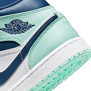 Nike Men's Air Jordan 1 Mid Sneaker, Mystic Navy/Mint Foam-white, 10