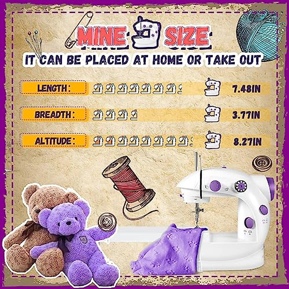 Portable Sewing Machine with Extension Table and Light,Mini Handheld Sewing Machine with Upgraded,Two Threads Double Speed Double Switches,Electric Sewing Machine Easy to Use for Kids,Beginners and DIY,White