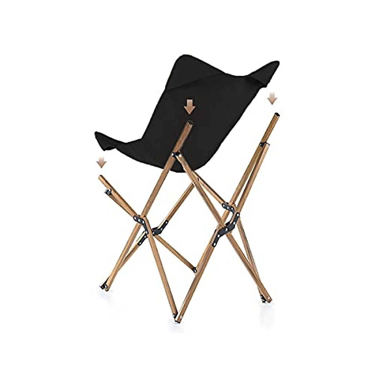 Naturehike Outdoor Furniture Camping Wood Grain Aluminum Folding Moon Chair (Black)