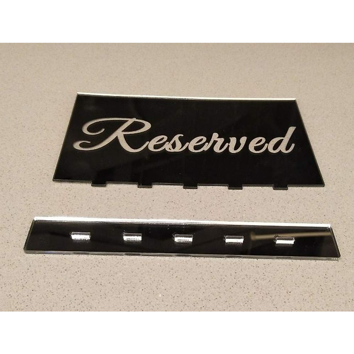 Set of 2 Acrylic Mirror Reserved Table Sign, Acrylic Freestanding Decoration, Acrylic Free Standing Reserved Wedding Signs (Silver)