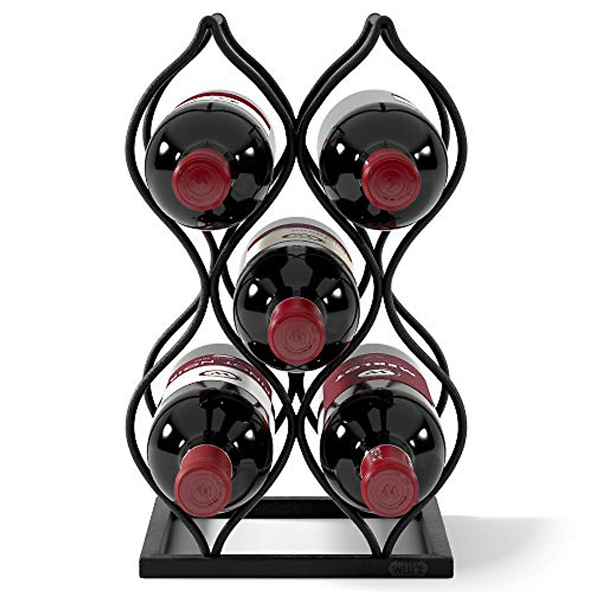 will's Tabletop Wine Rack - Imperial Trellis (5 Bottle, Black) – Freestanding countertop Wine Rack and Wine Bottle Storage, Perfect Wine Gifts and Accessories for Wine Lovers, no Assembly Required