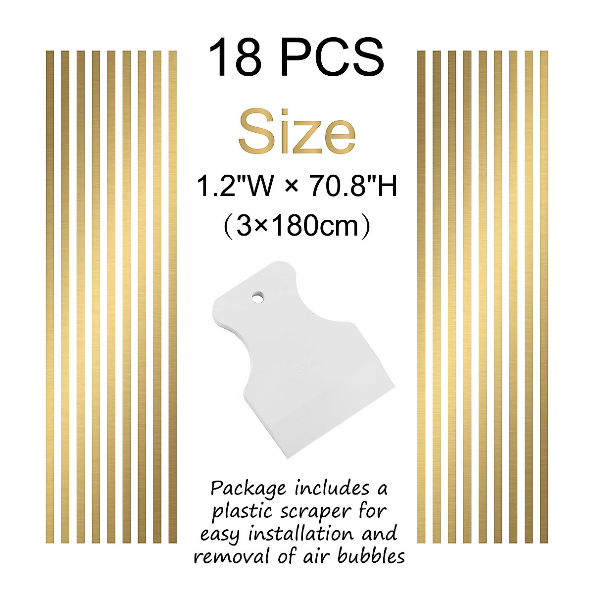 SHYJSHYJ Metalic Gold Large Vinyl Modern Line Wall Decals, Peel and Stick Removable Geometric Wall Stickers Bedroom Living Room Office Minimalist Accent Wall Art Decor