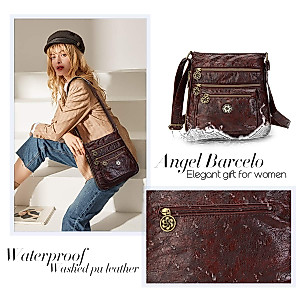 Angel Barcelo Crossover Purse and Handbags Crossbody Bags for Women,Ultra Soft Leather Neatpack Bag Shoulder Purses for Women Coffee