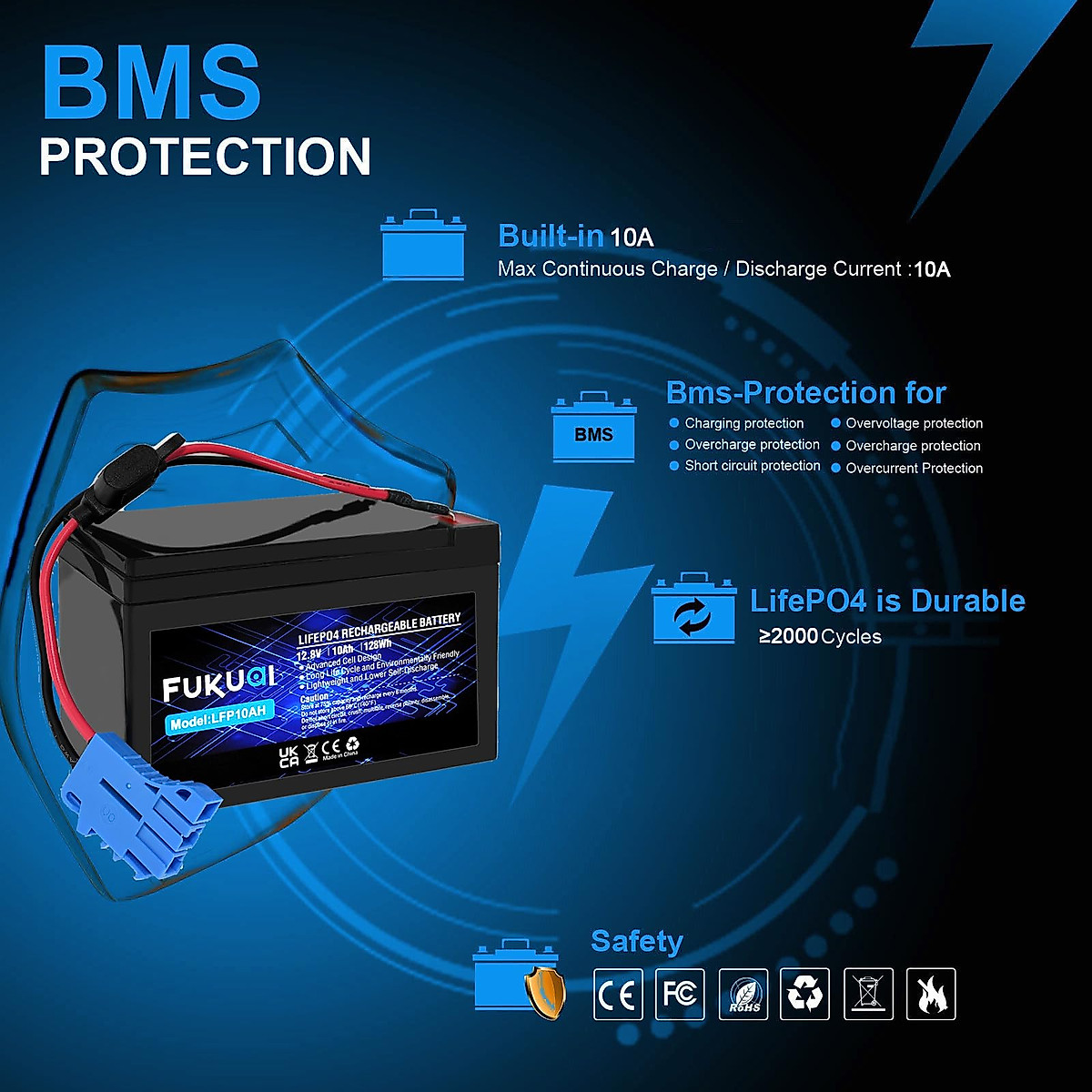 Fukuai Replacement Battery for Peg Perego 12 Volt Battery,12V 10Ah LiFePO4 Lithium-Phosphate Rechargeable Battery for Peg Perego Ride-On Toys